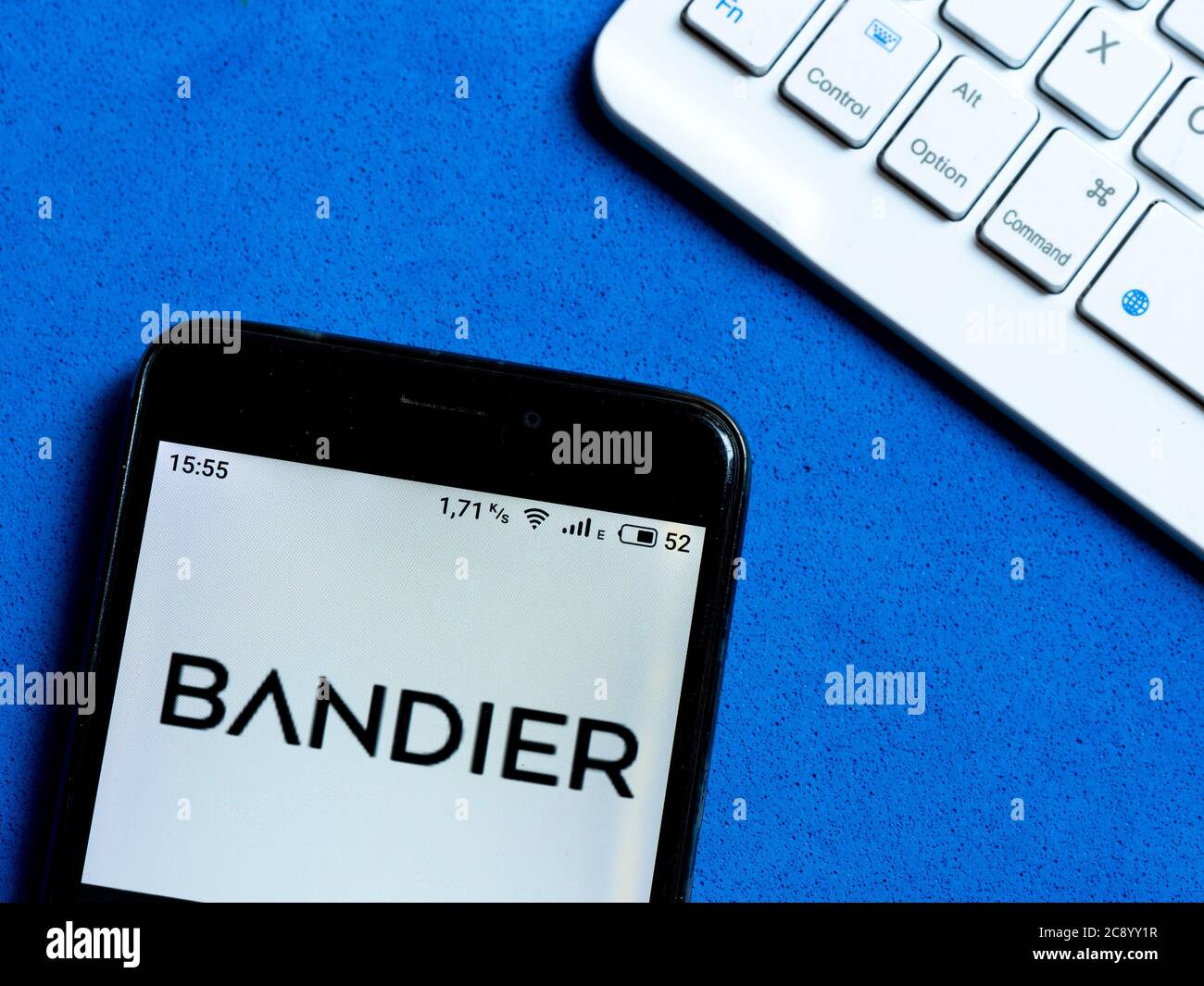 In this photo illustration a Bandier logo is seen displayed on a ...