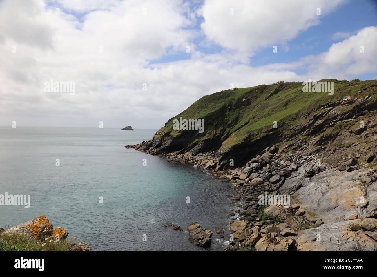 Scenic landscape of The South West coast of the Roseland Peninsula in ...