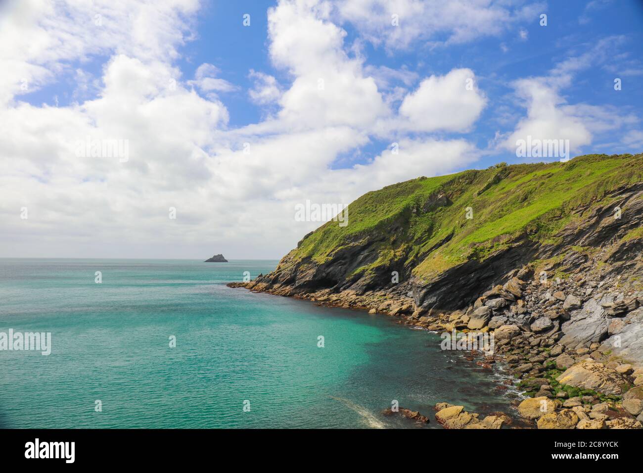 Scenic landscape of The South West coast of the Roseland Peninsula in ...