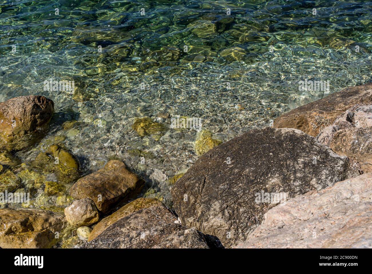 Stones in the water. Abstract green closeup on transparent background ...