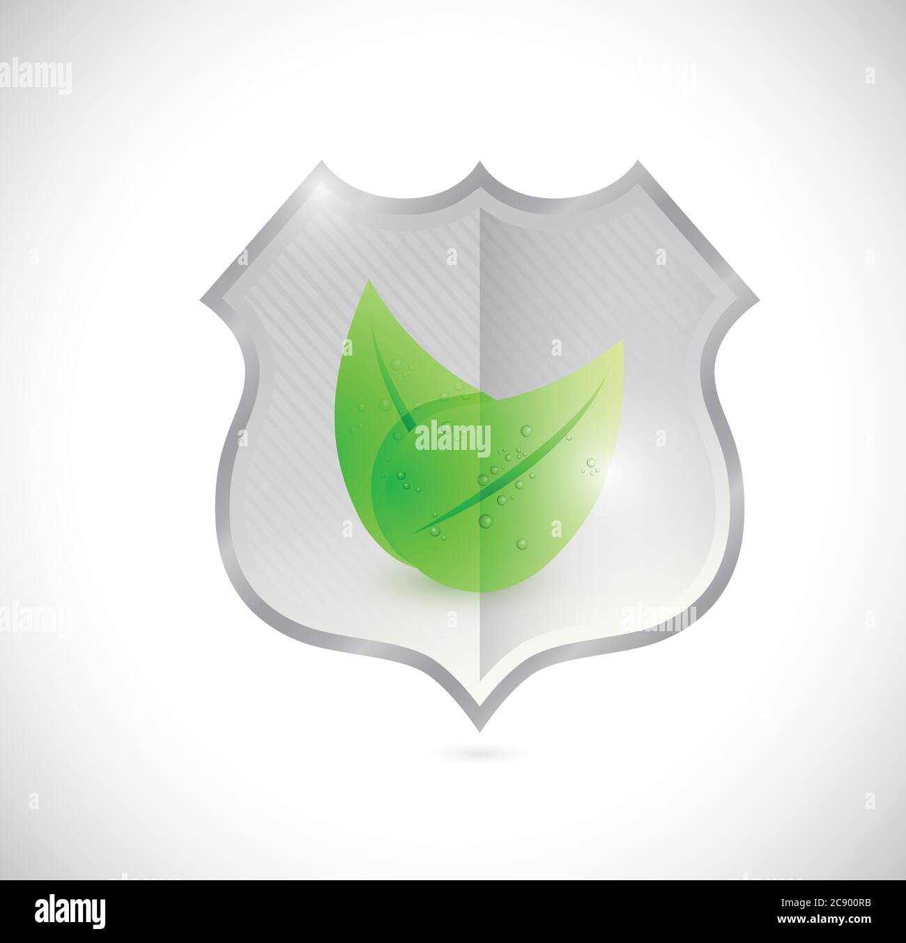 Green leaves shield illustration design over a white background Stock ...