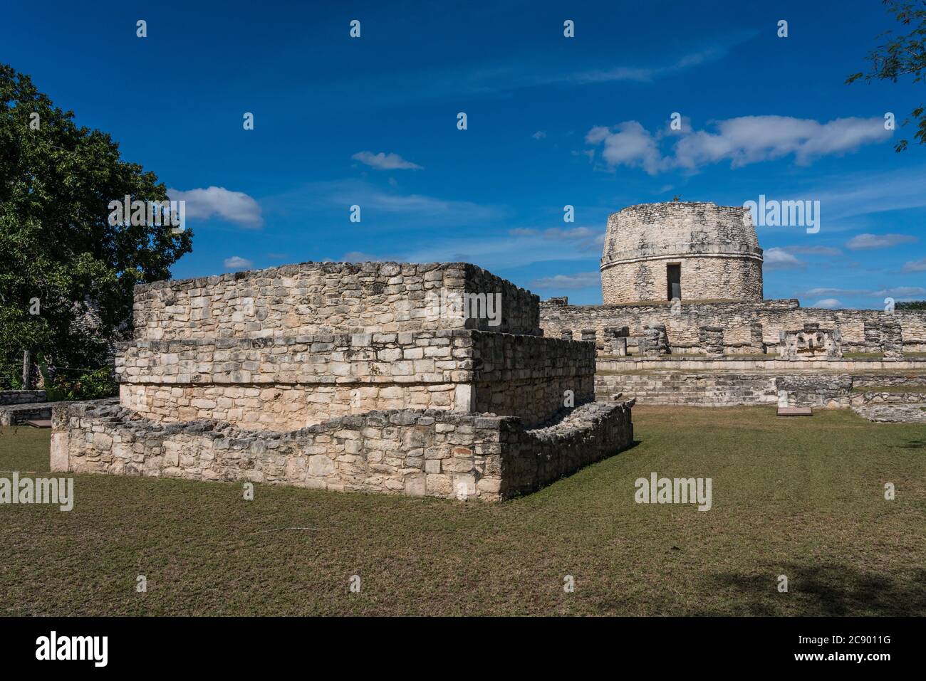 A ceremonial platform in front of the Temple of the Chaac Masks and the ...