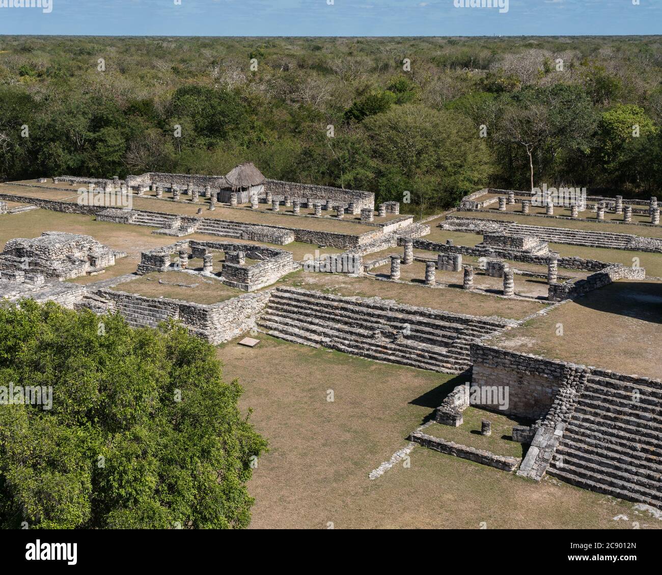 Ruins of the Post-Classic Mayan city of Mayapan, Yucatan, Mexico Stock ...