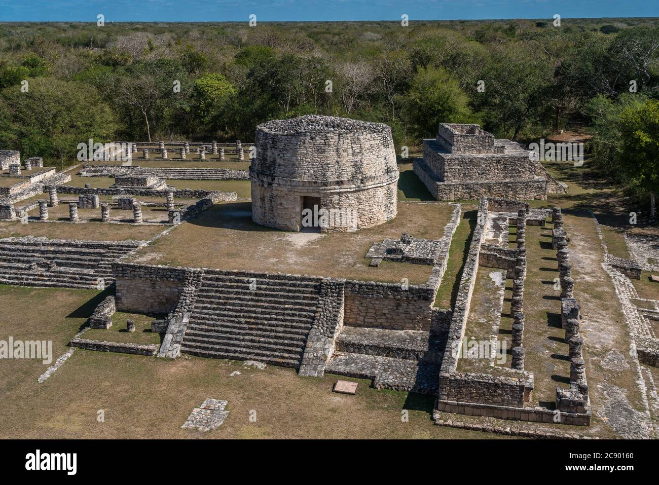 The Round Temple or Observatory in the ruins of the Post-Classic Mayan ...