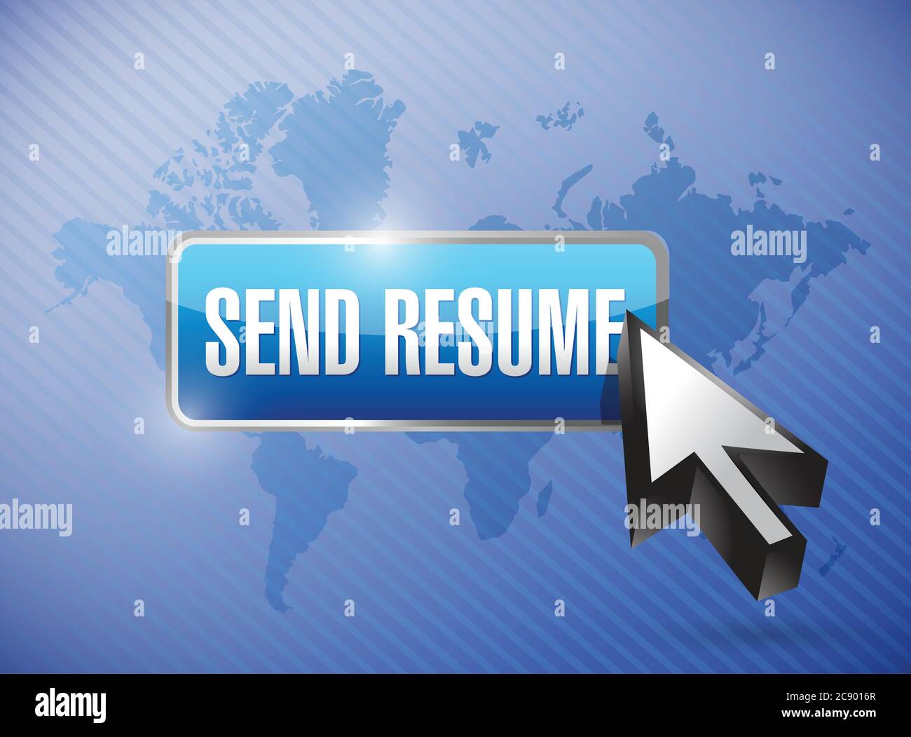Send resume button and cursor illustration design over a world map ...