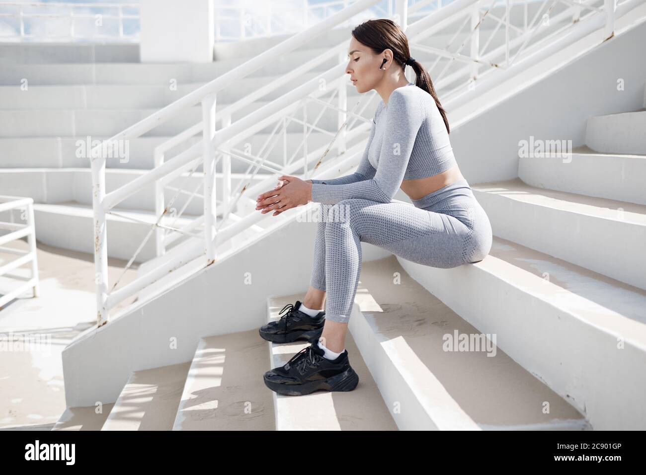 Girl stairs stadium hi-res stock photography and images - Alamy