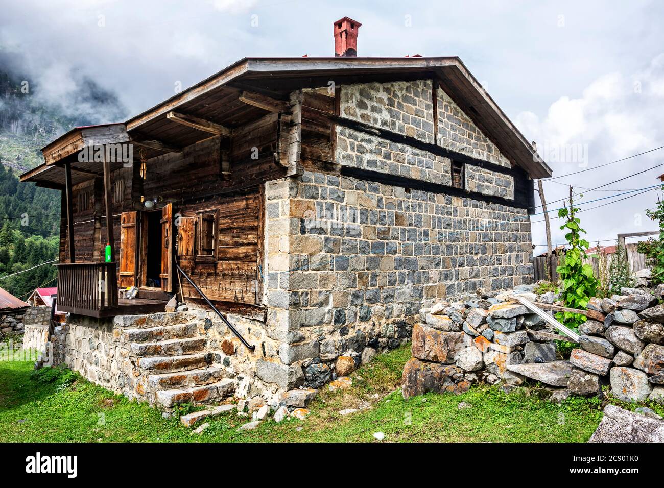 stone and wood house with marvelous nature of the Black Sea region of ...