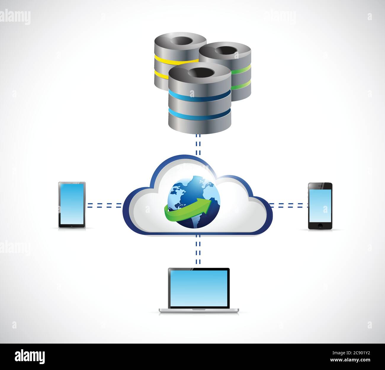 Database servers network connection illustration design over a white ...