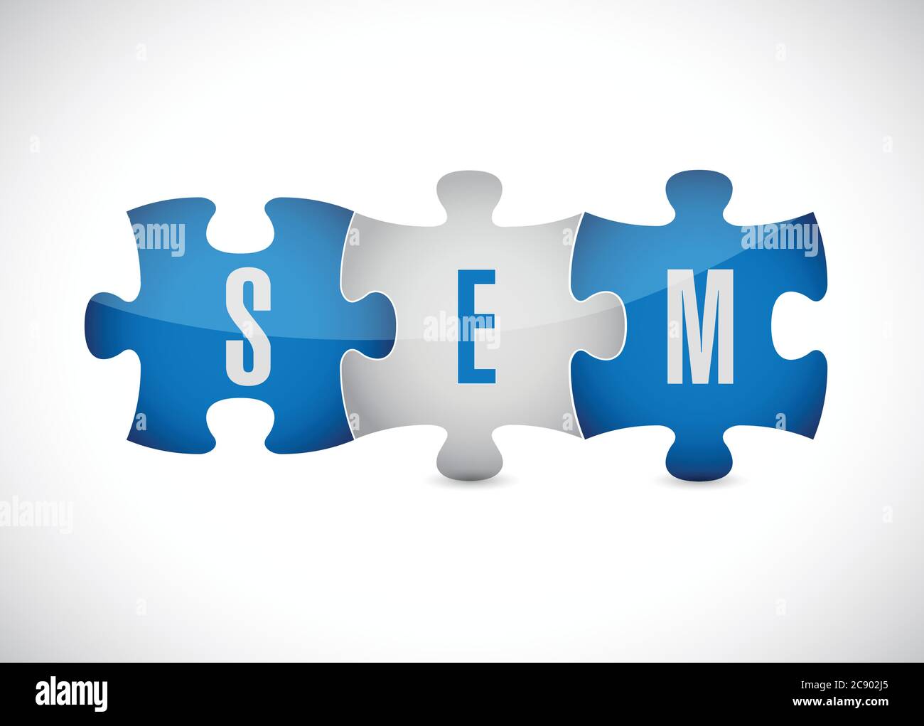 Sem puzzle pieces illustration design over a white background Stock ...