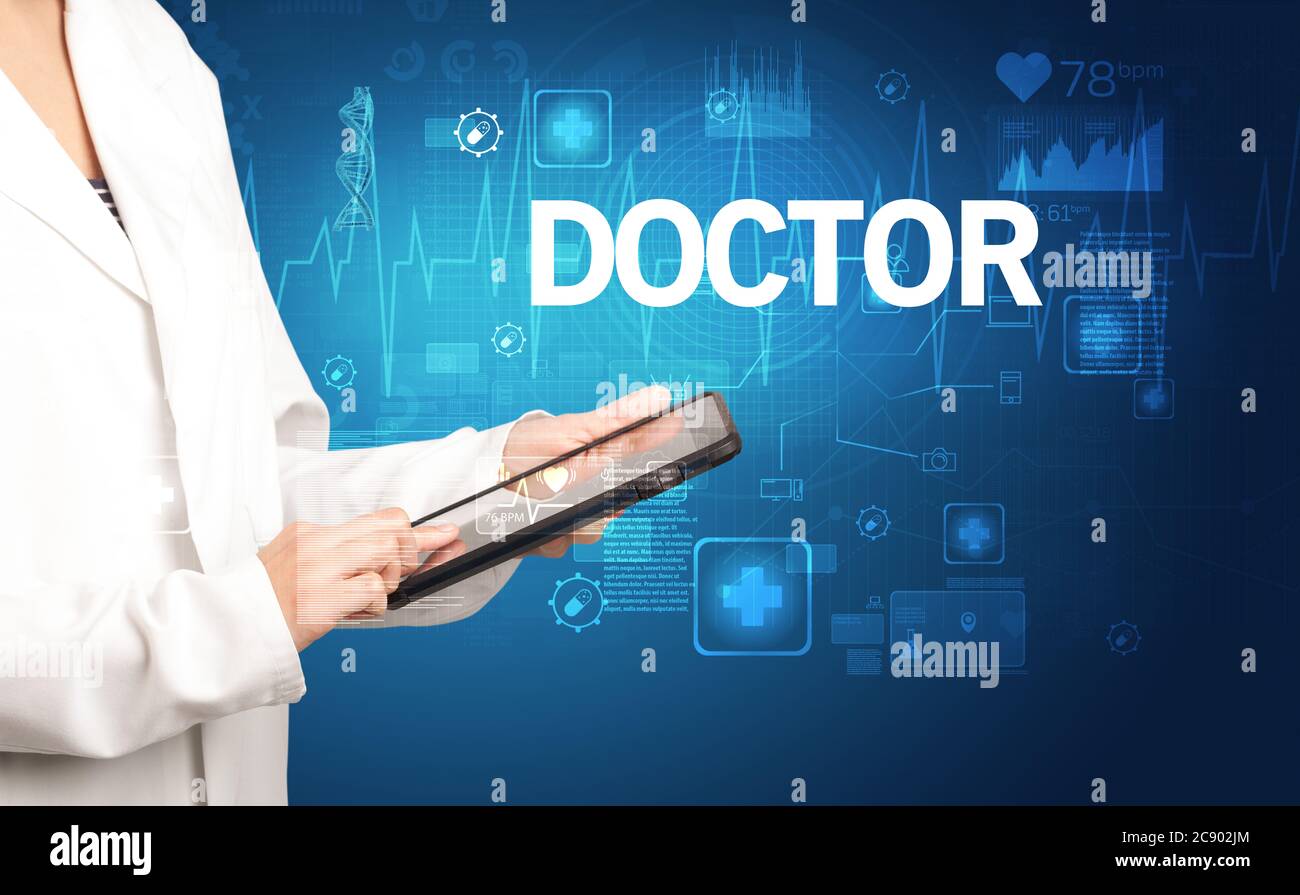young doctor writing down notes with DOCTOR inscription, healthcare ...