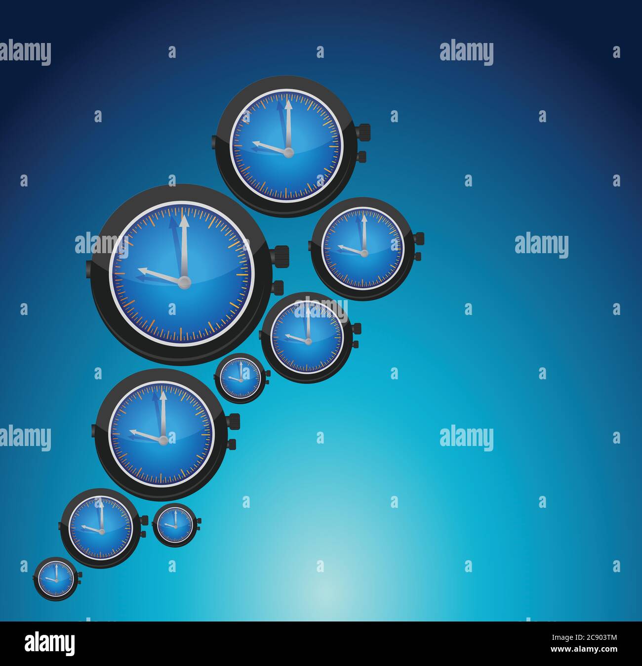 Watch set backgrounds. illustration design over a blue background ...