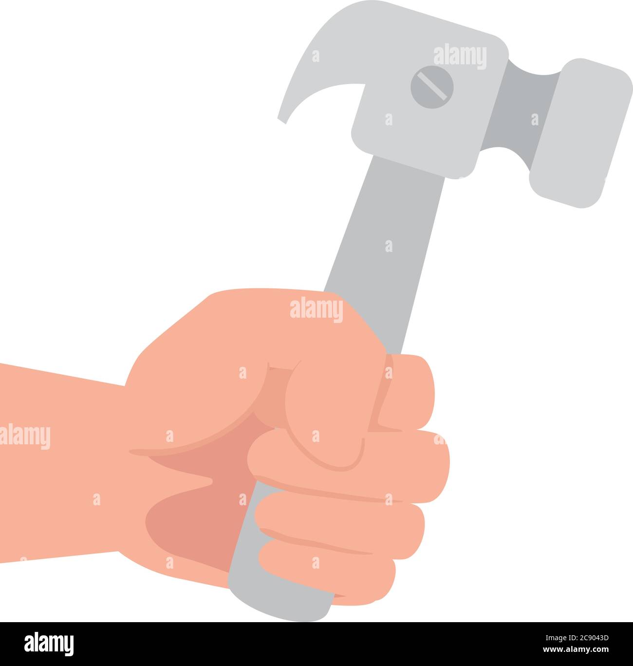 hand with hammer tool construction, on white background Stock Vector ...