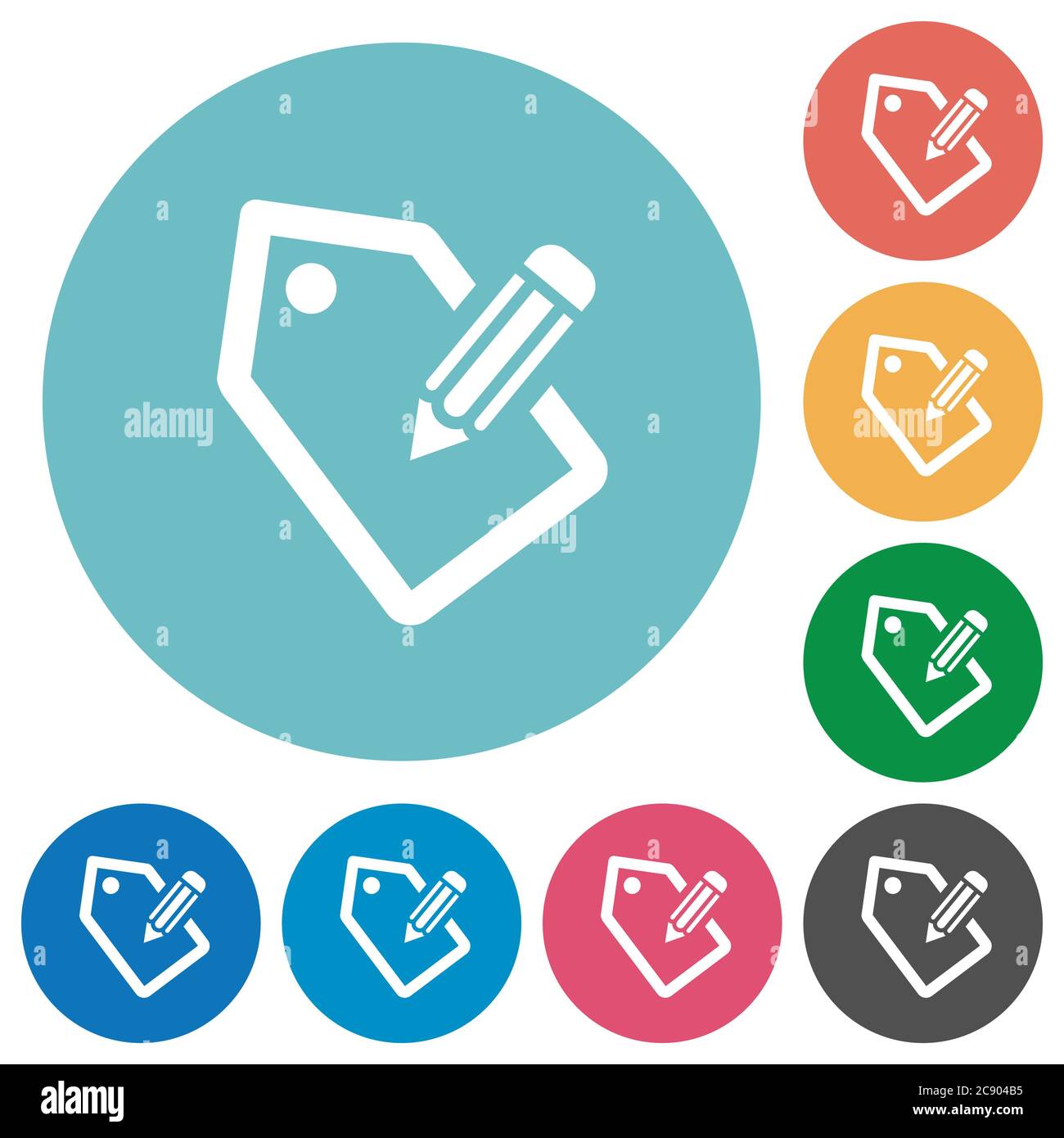 Tagging white flat icons on color rounded square backgrounds Stock ...