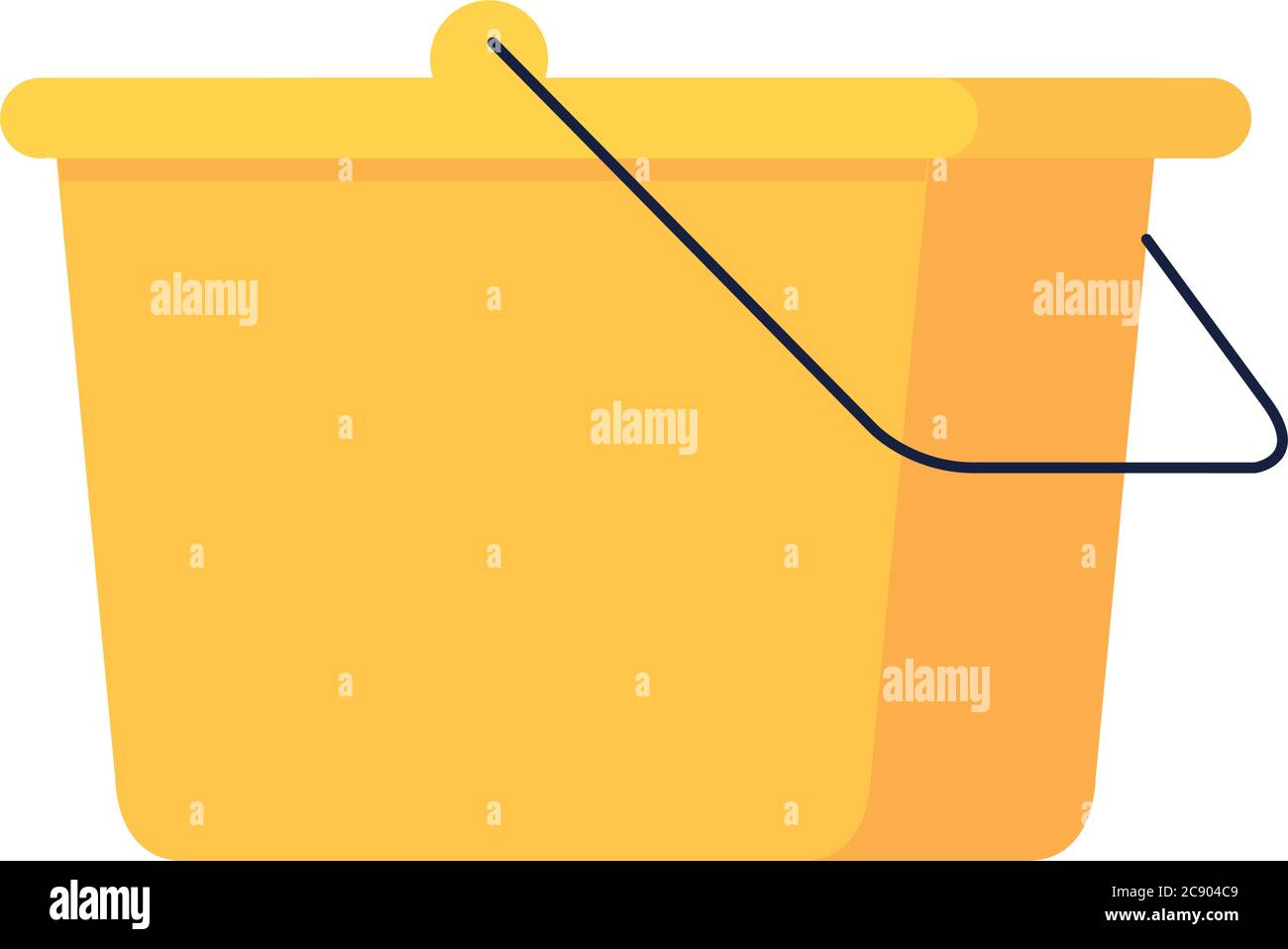 plastic bucket tool yellow color, on white background Stock Vector ...