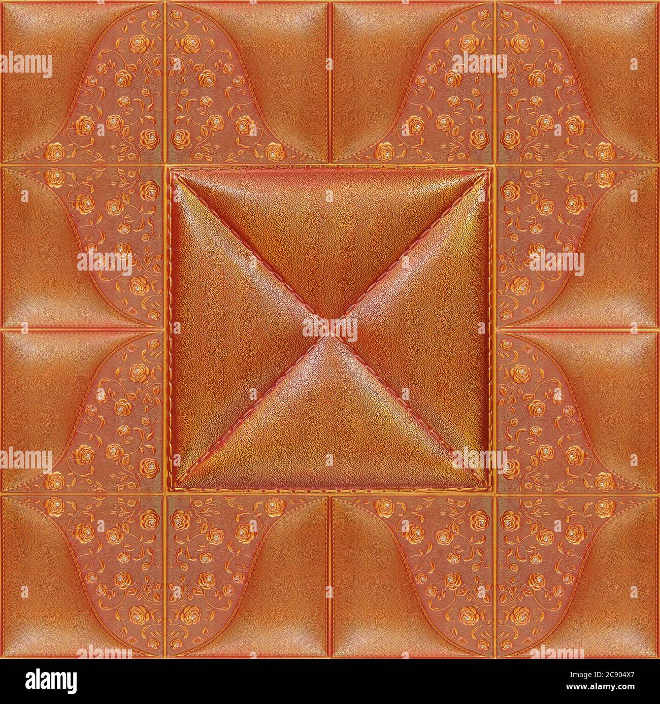 Tile leather for a room decor, a tile with volume drawing and texture ...