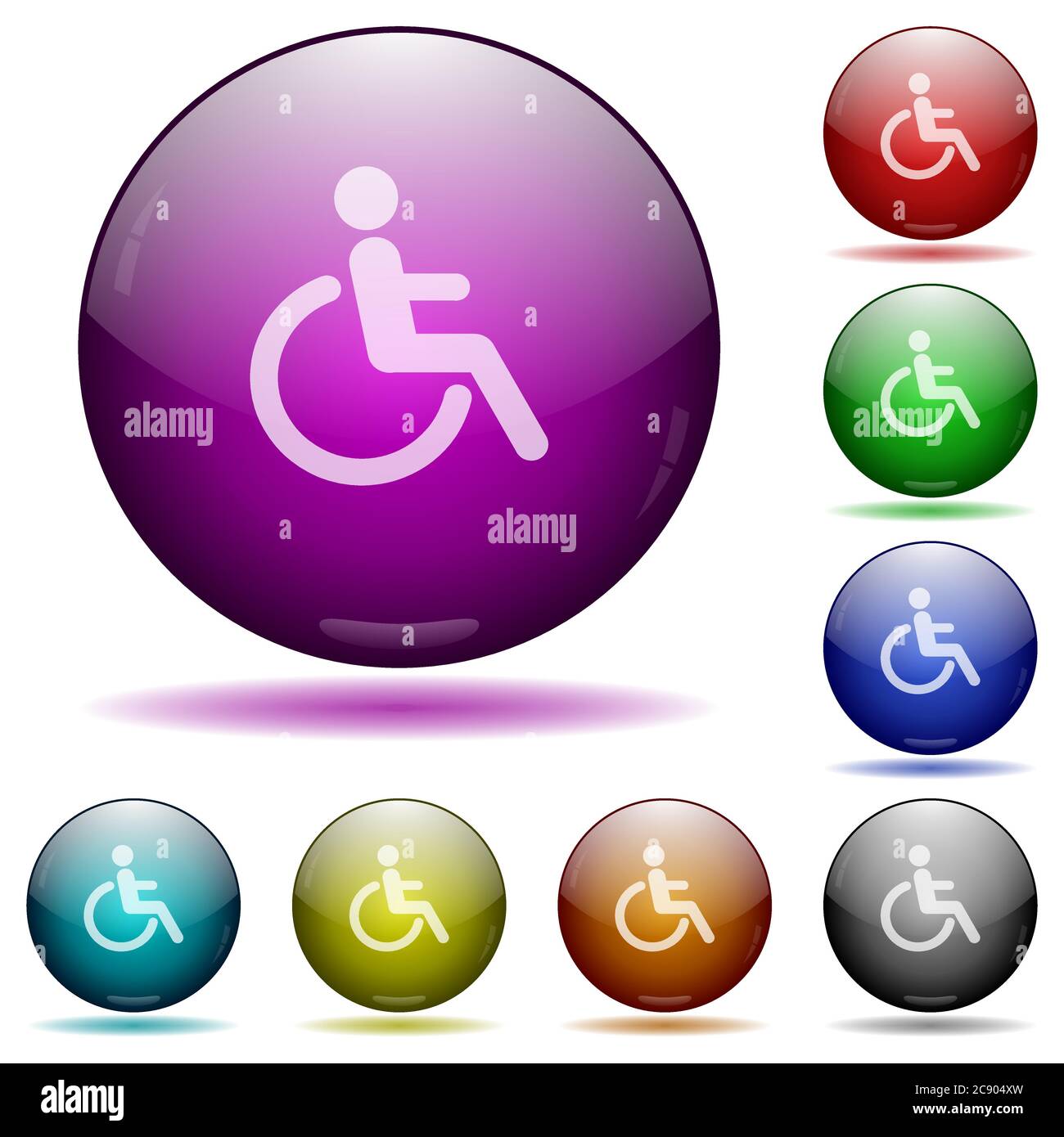 Disability color glass sphere buttons with sadows Stock Vector Image ...