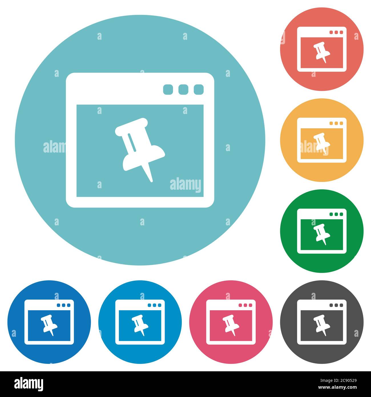 Application pin flat white icons on round color background Stock Vector ...