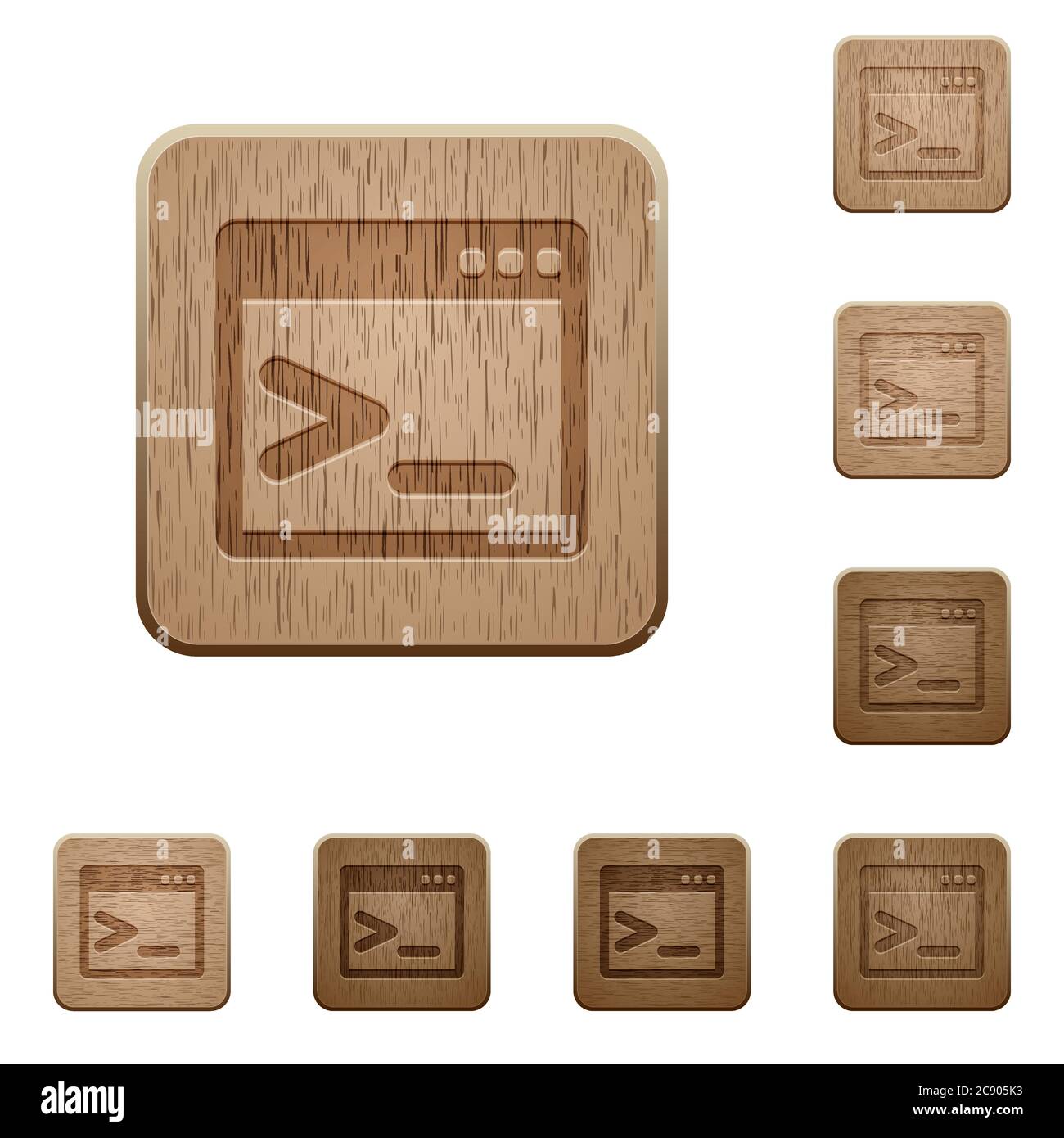 Command prompt icons in carved wooden button styles Stock Vector Image ...
