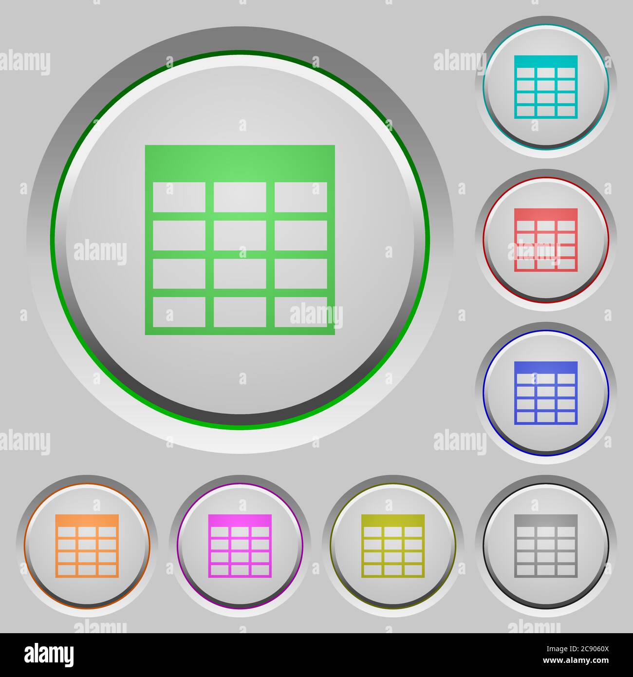 Spreadsheet table color icons on sunk push buttons Stock Vector Image ...