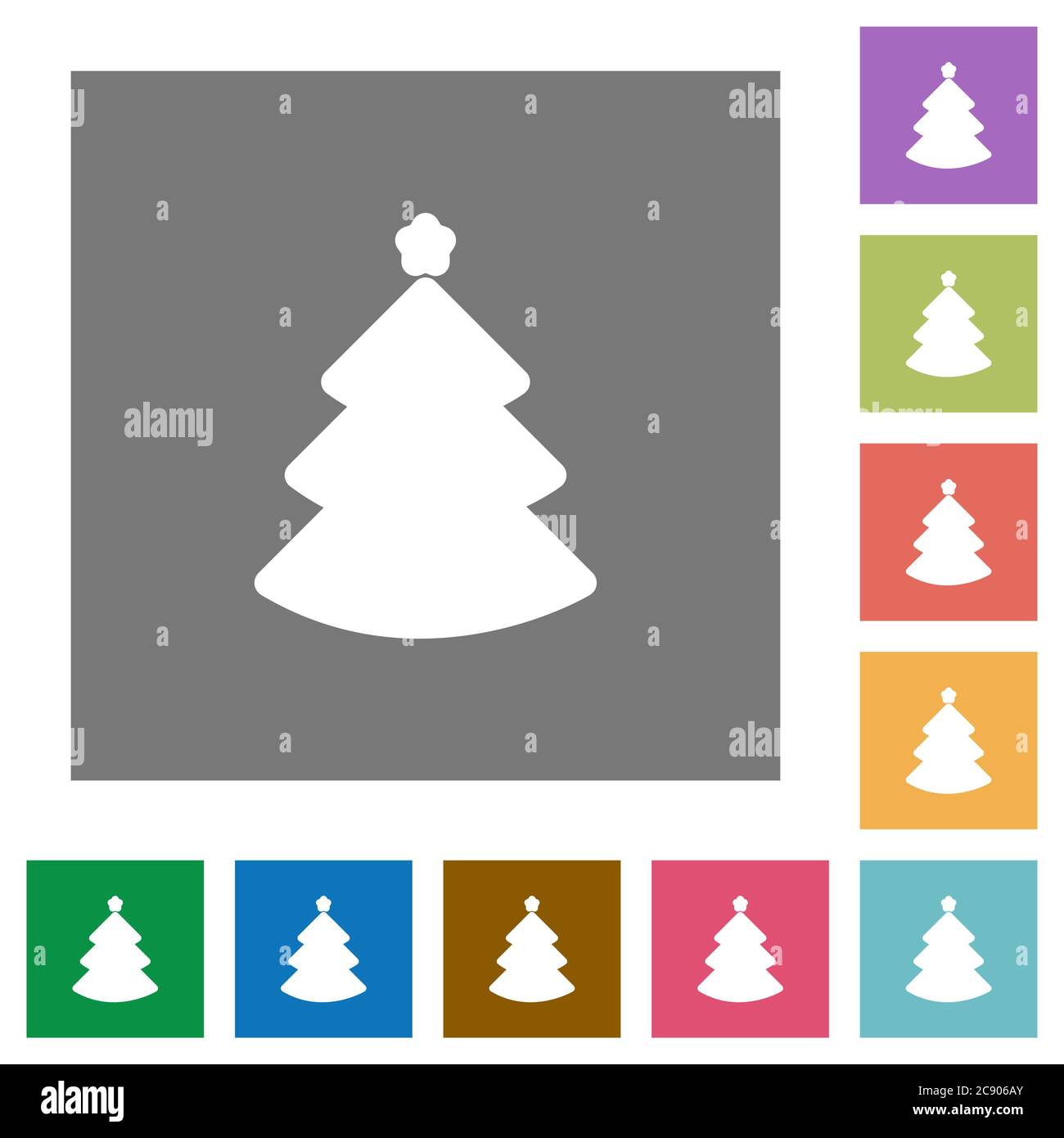 Christmas tree flat icons on simple color square background Stock ...