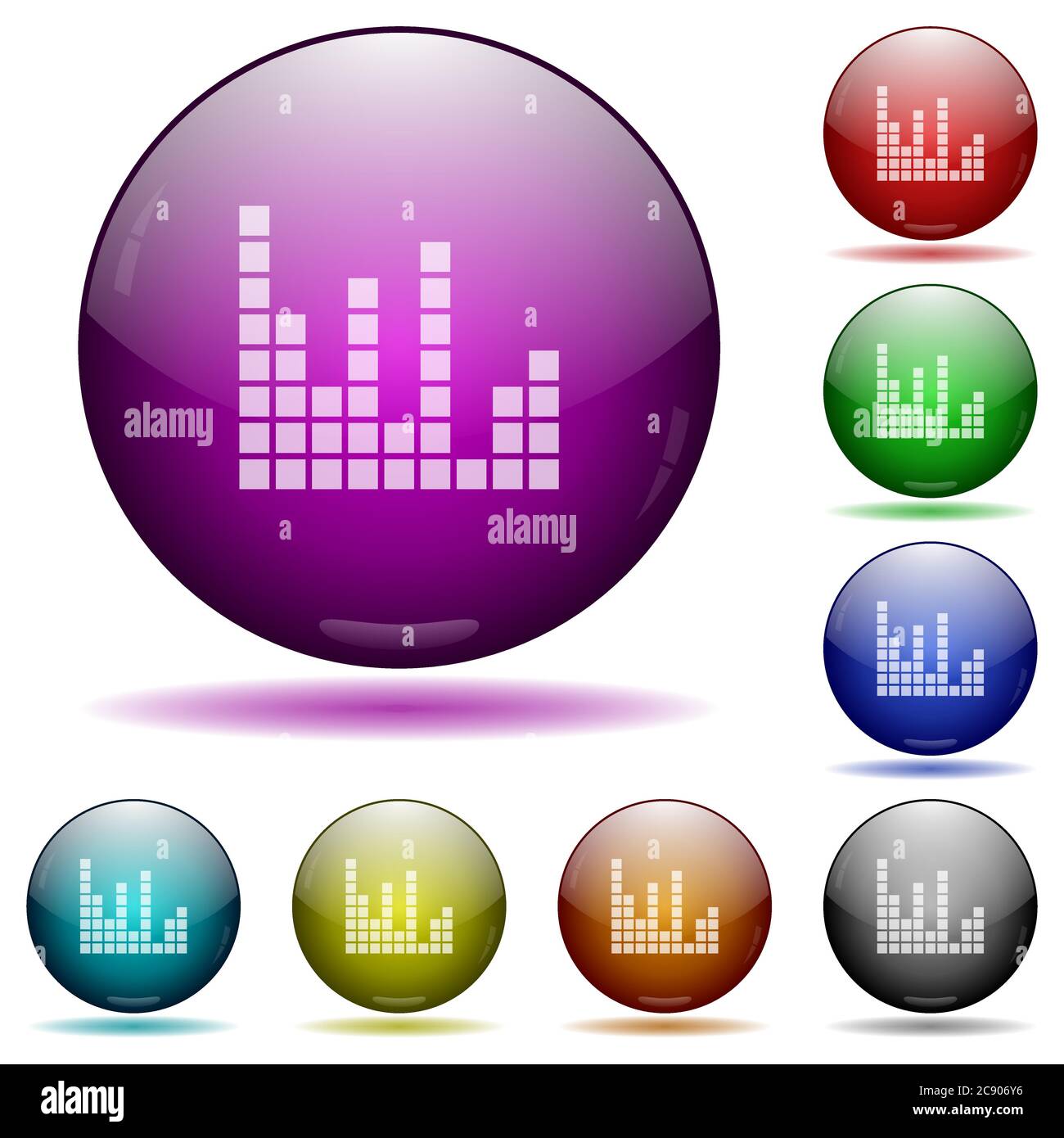 Sound bars color glass sphere buttons with sadows Stock Vector Image ...