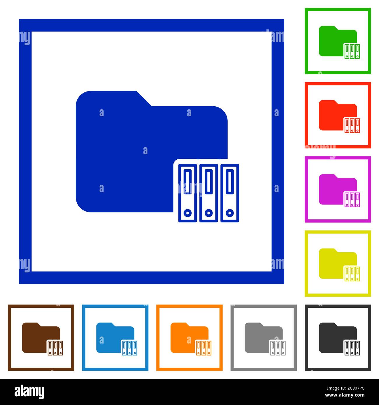 Organize folder flat color icons in square frames Stock Vector Image ...
