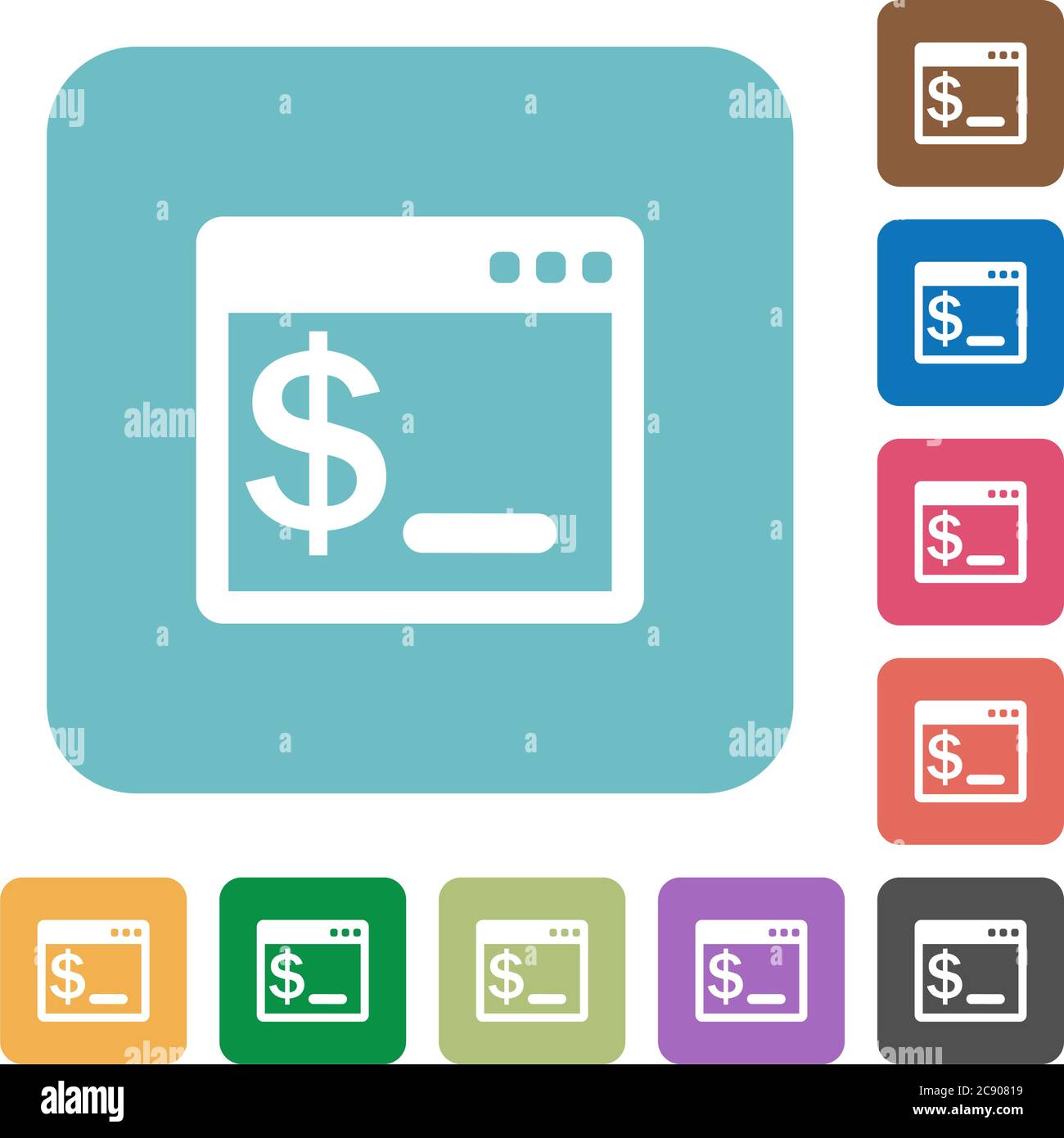 OS command terminal white flat icons on color rounded square backgrounds Stock Vector Image ...