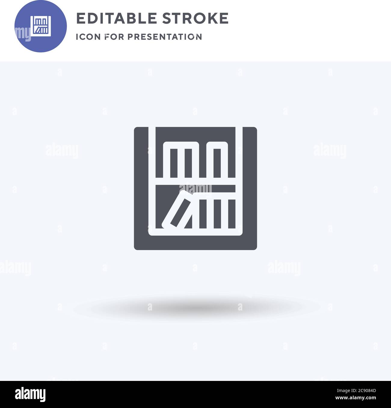 Book Shelf icon vector, filled flat sign, solid pictogram isolated on ...