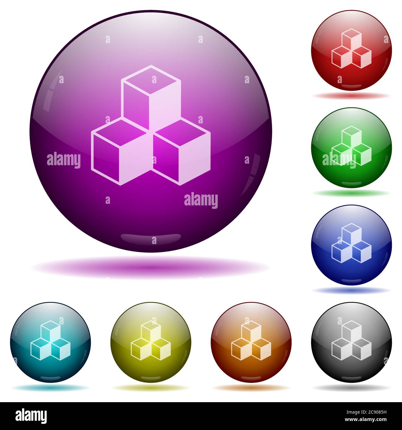 Cubes color glass sphere buttons with sadows Stock Vector Image & Art ...