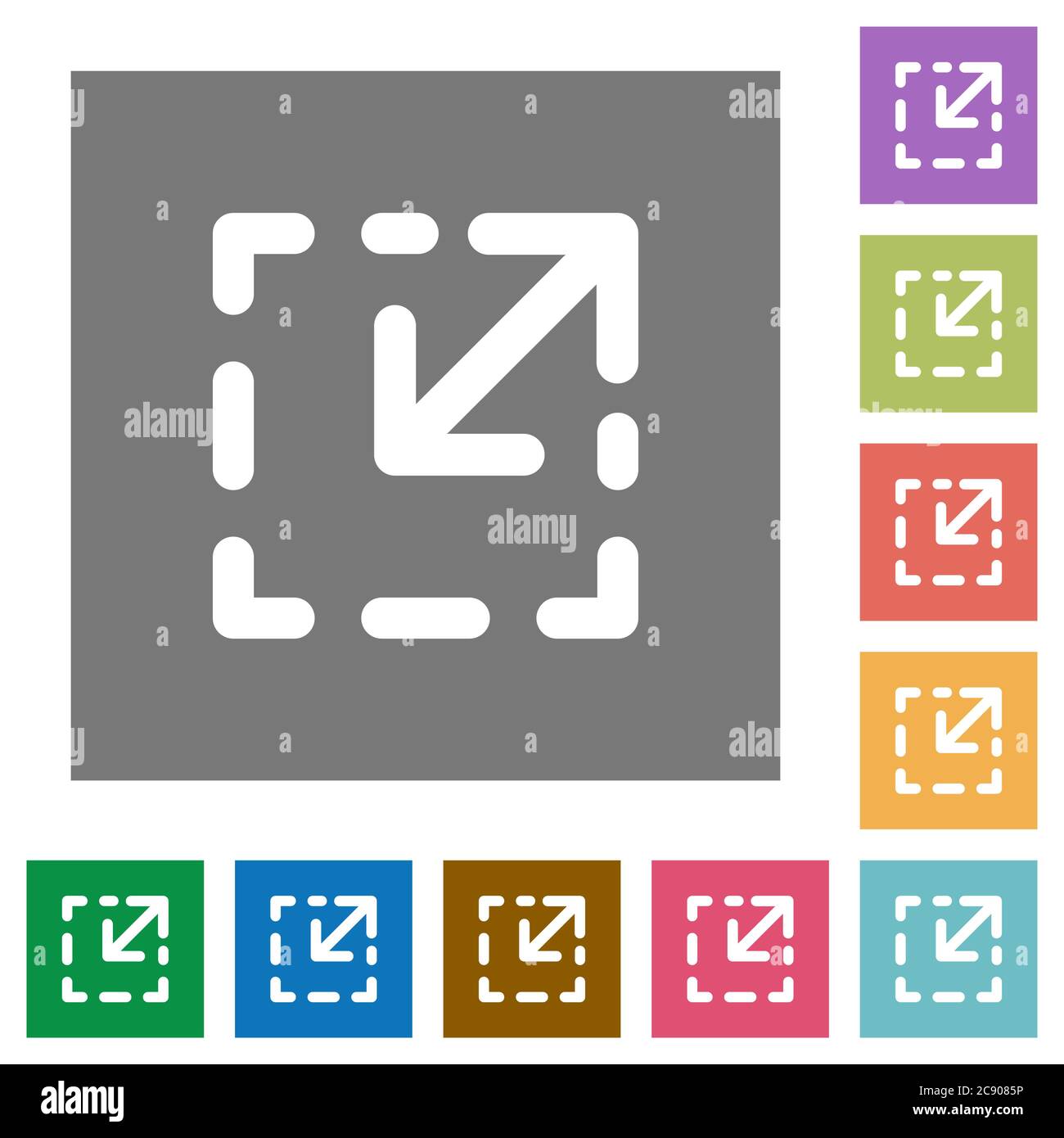 Resize element flat icons on simple color square background Stock ...