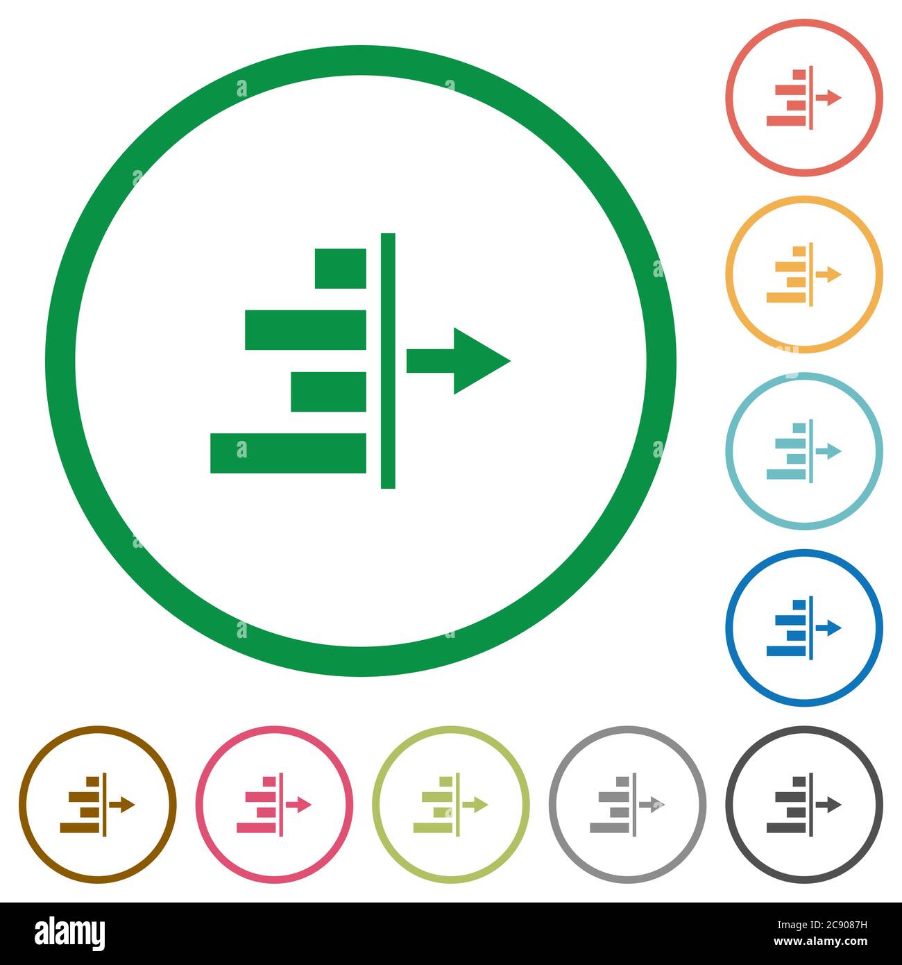 Decrease right indent flat color icons in round outlines Stock Vector Image & Art - Alamy