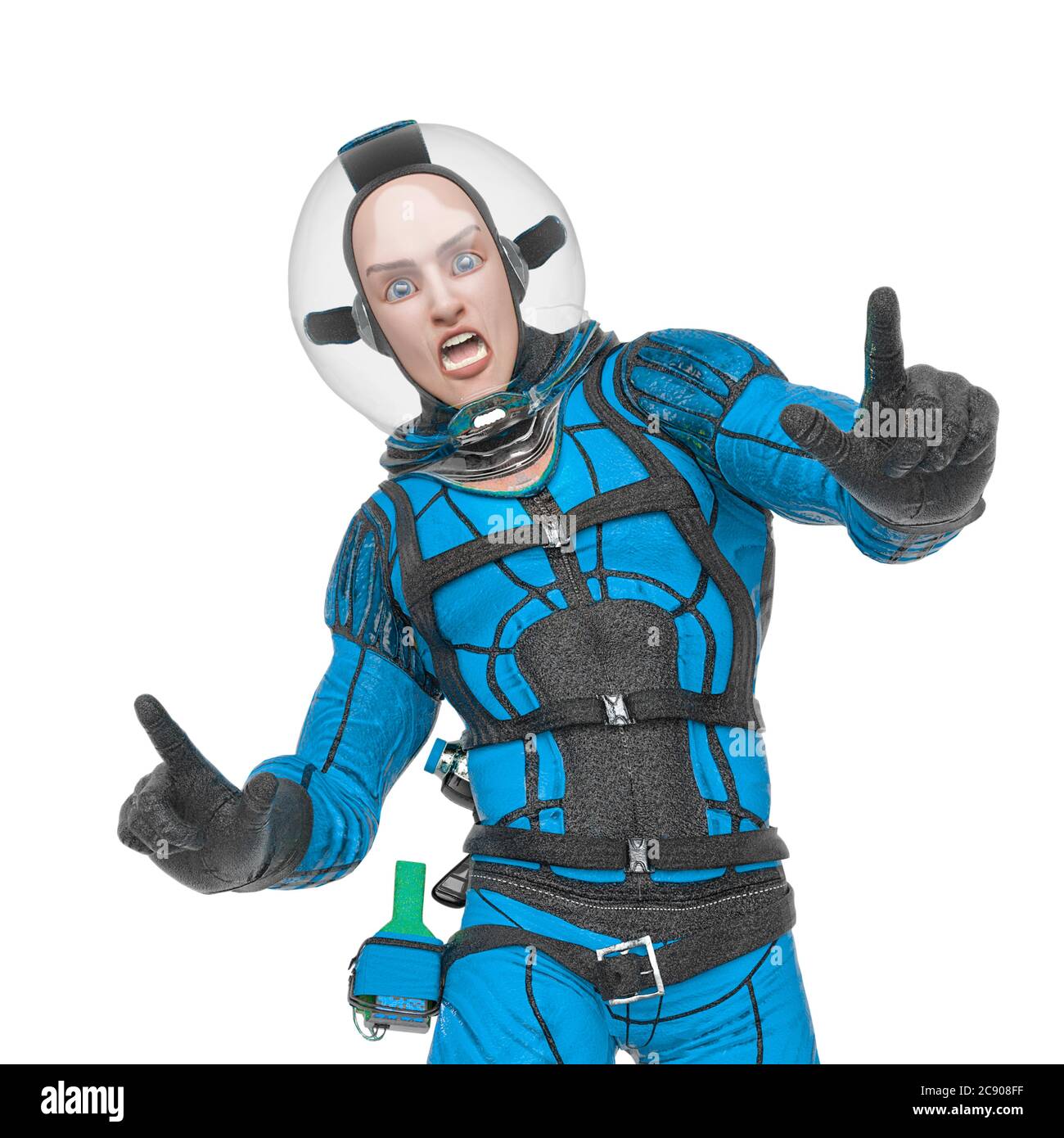 retro space astronaut is doing a what is going on meme pose, 3d ...