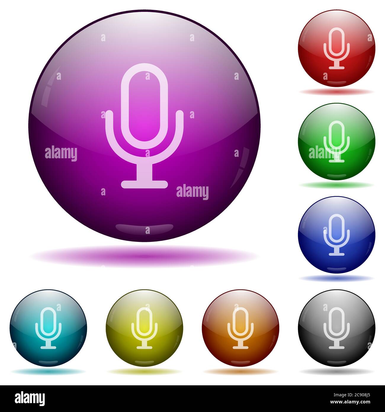 Microphone color glass sphere buttons with shadows Stock Vector Image ...
