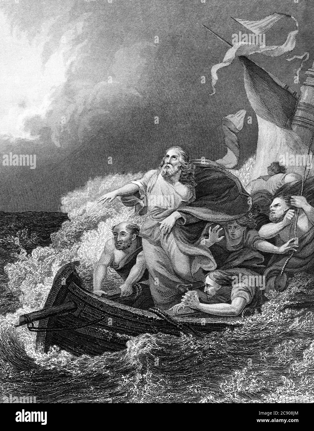 An engraved vintage New Testament illustration image of Jesus Christ ...