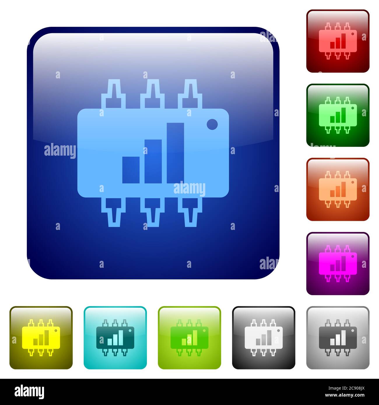 Hardware acceleration color glass rounded square button set Stock ...