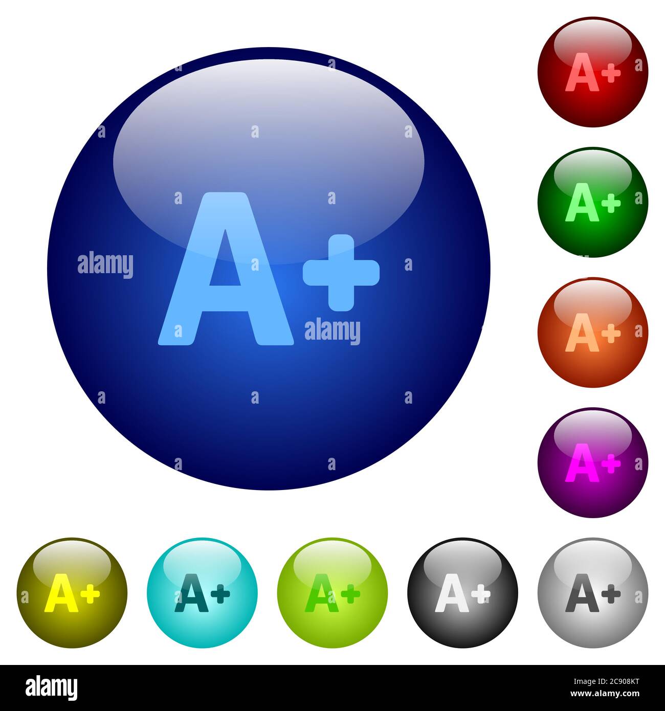 Increase font size icons on round color glass buttons Stock Vector ...