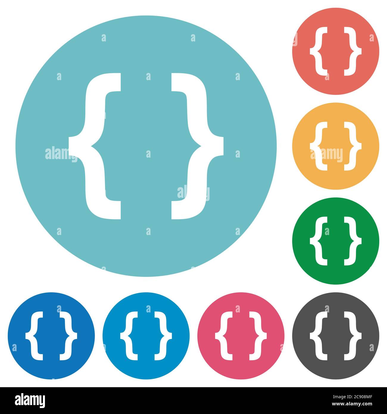 Programming Code White Flat Icons On Color Rounded Square Backgrounds Stock Vector Image And Art