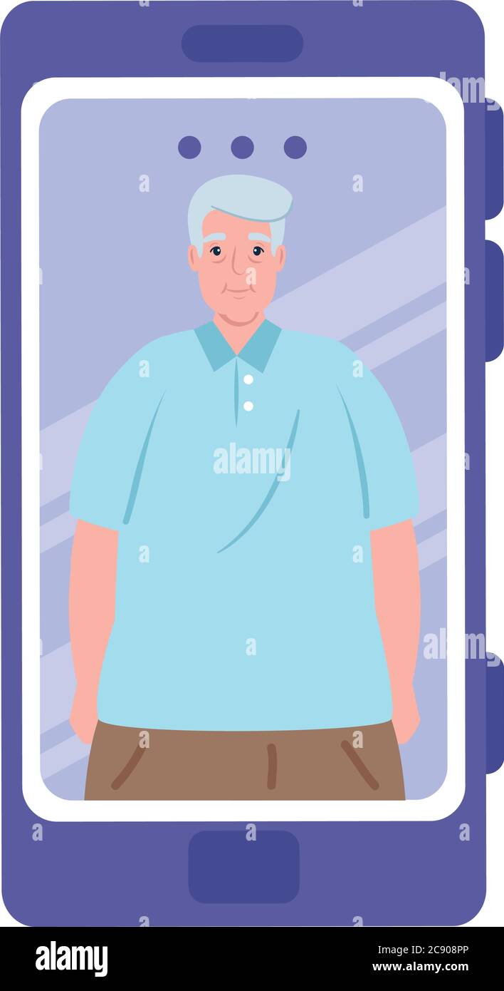 Old man smartphone video call Stock Vector Images - Alamy