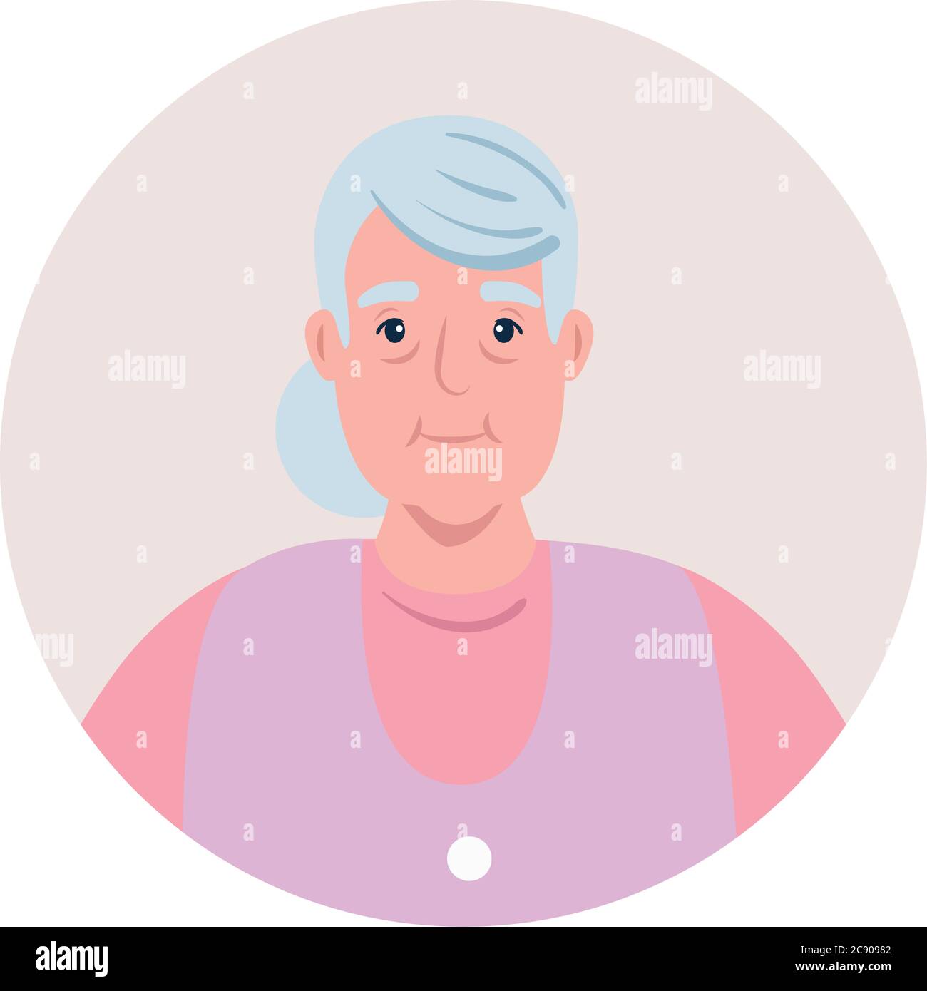 cute old woman in frame circular, grandmother in frame circular on ...