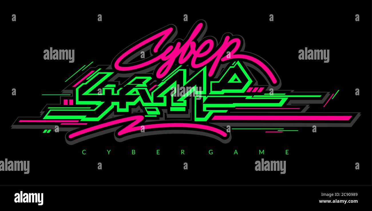 Words Cyber Game Abstract Vector Illustration Art Stock Vector Image ...