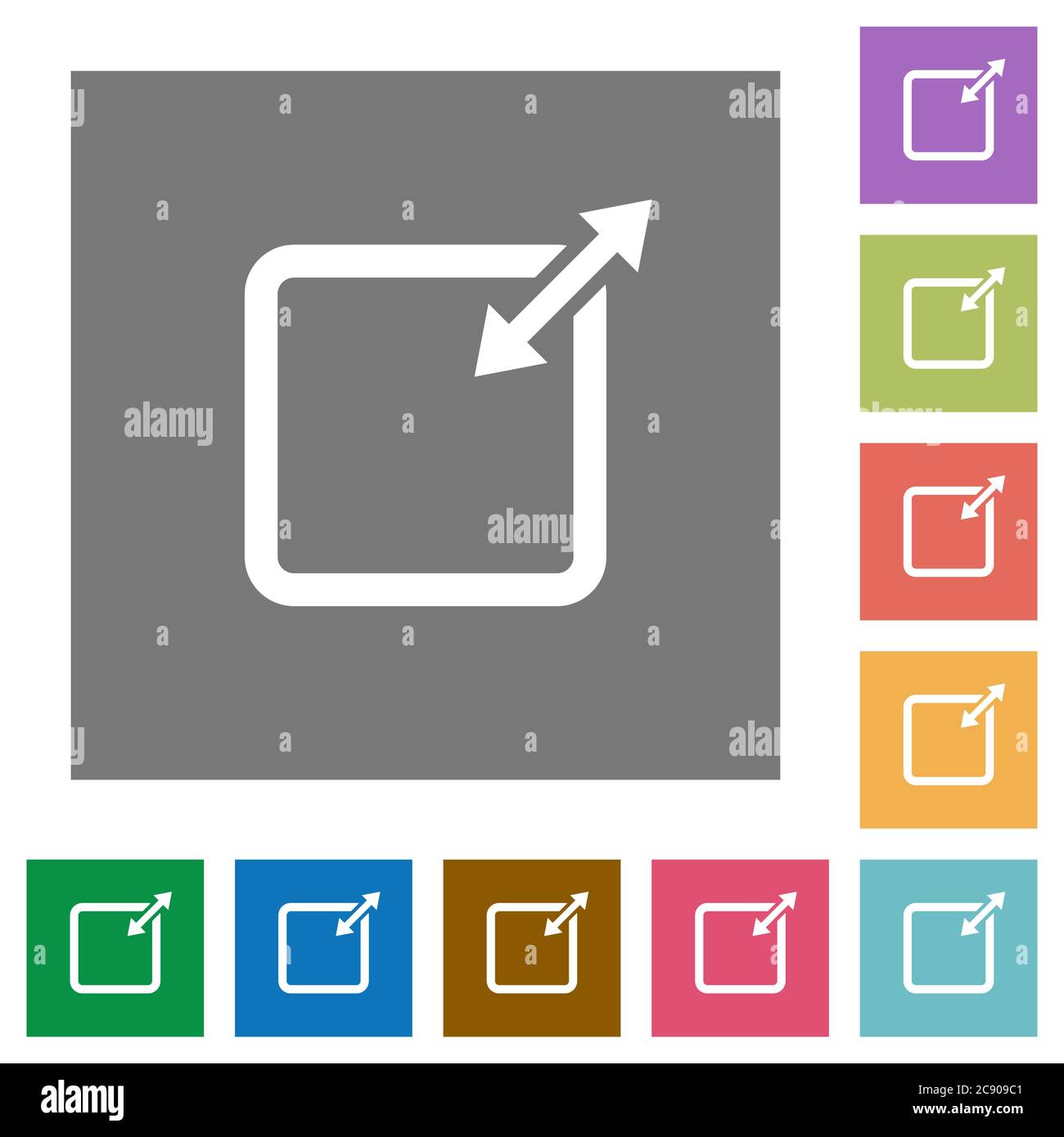 Adjust item size proportionally flat icons on simple color square background Stock Vector Image ...