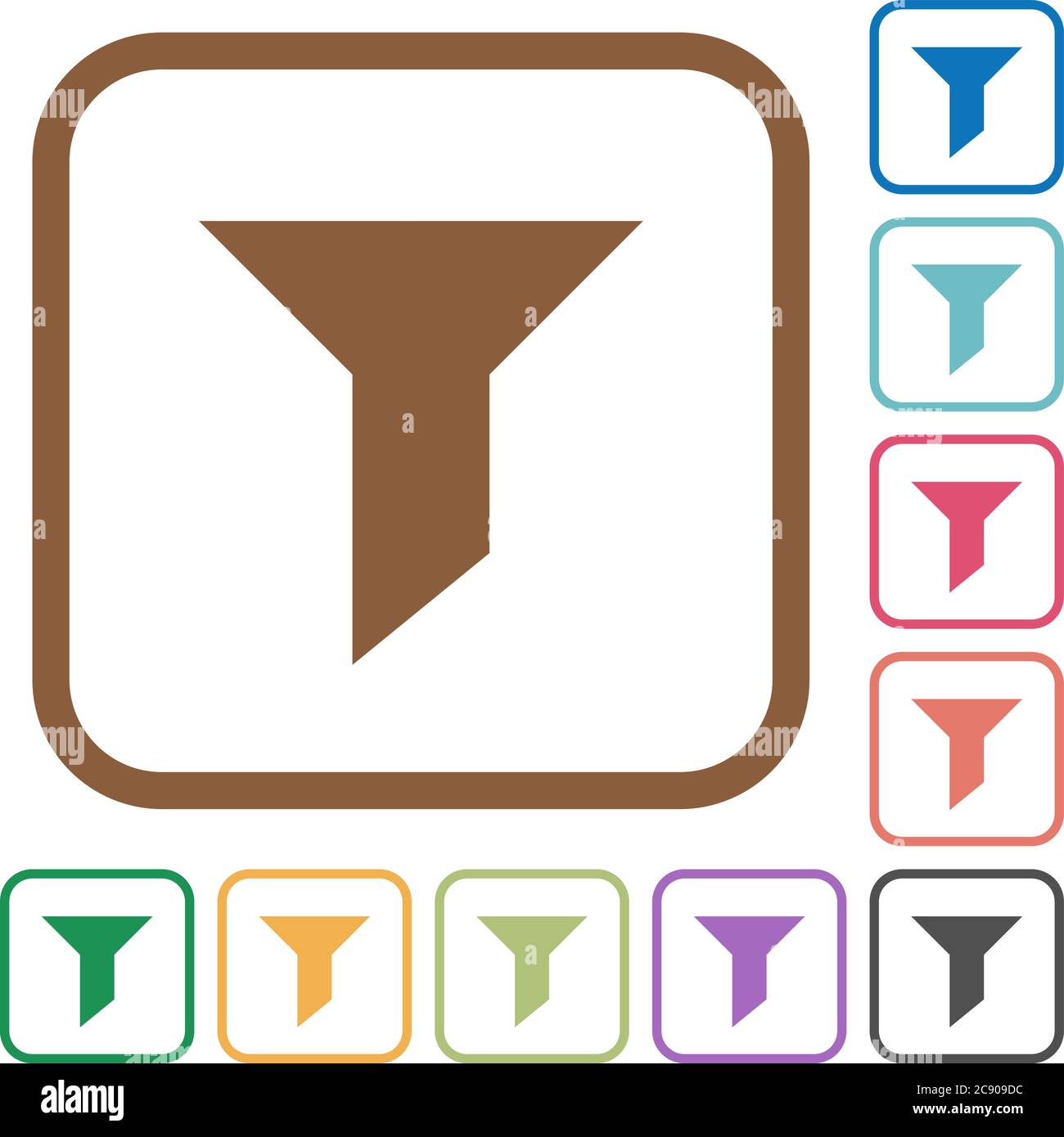 Filter simple icons in color rounded square frames on white background ...