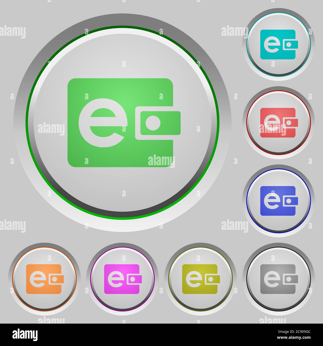 Electronic wallet color icons on sunk push buttons Stock Vector Image ...