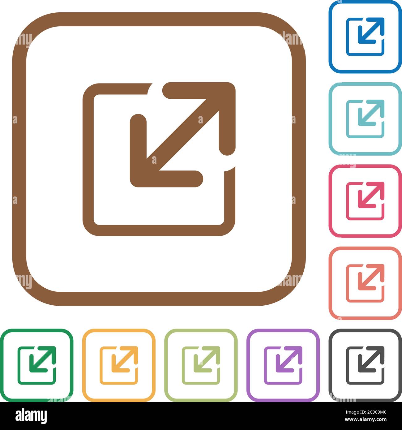 Resize window simple icons in color rounded square frames on white ...