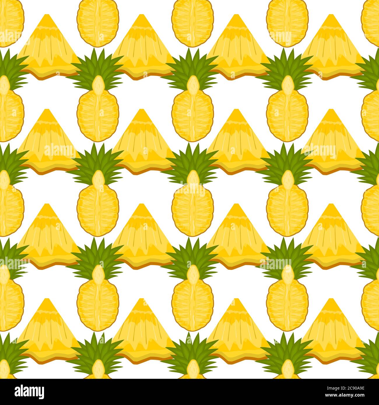 Illustration on theme big colored seamless pineapple, bright fruit ...