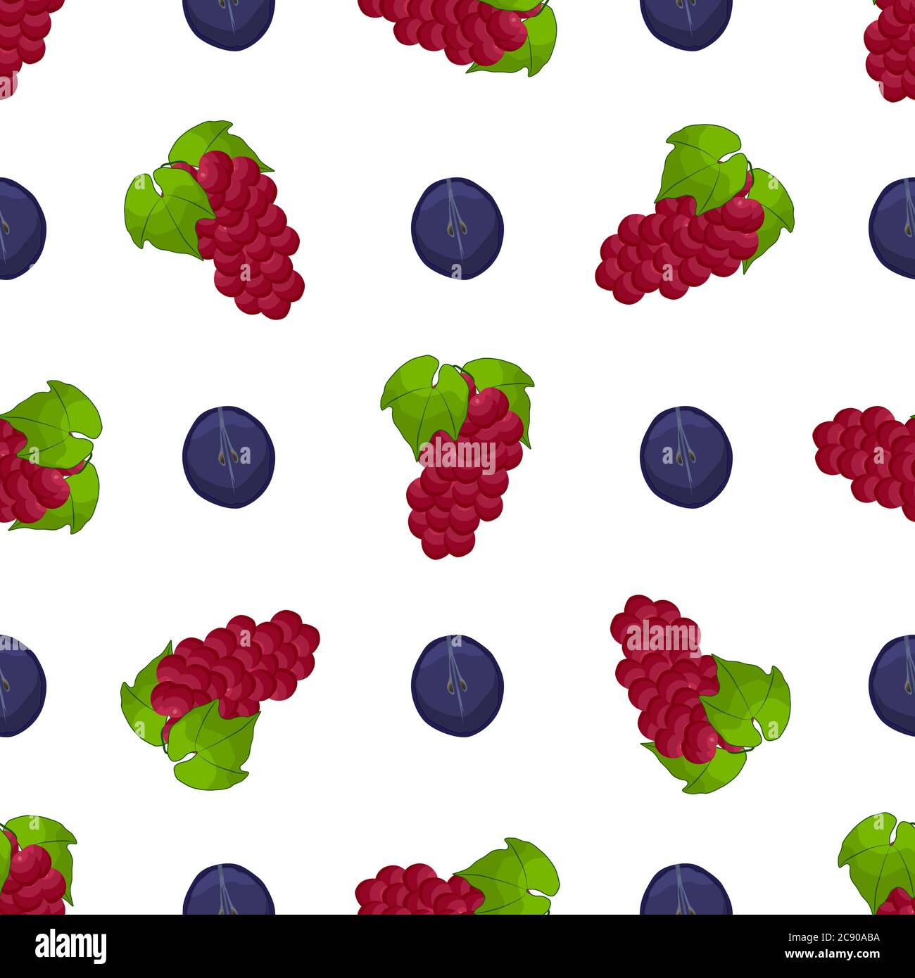 Illustration on theme big colored seamless grape, bright berry pattern ...