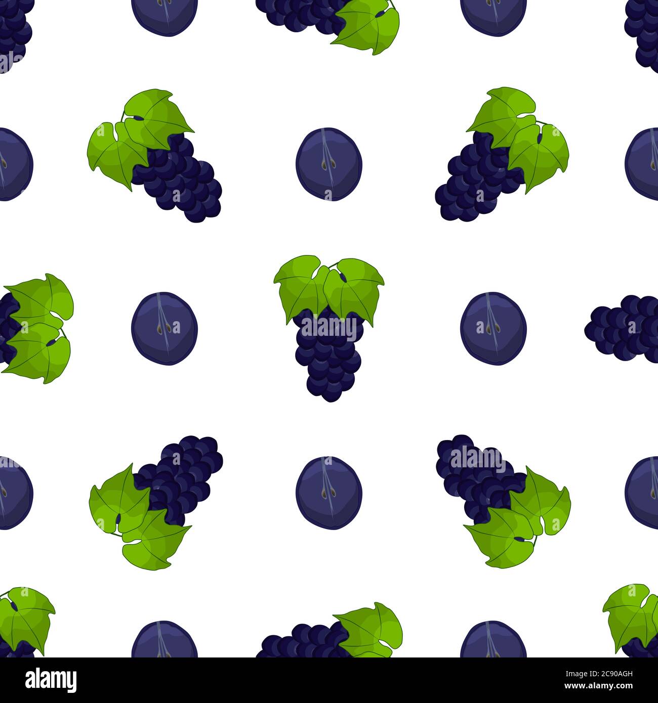 Illustration on theme big colored seamless grape, bright berry pattern ...