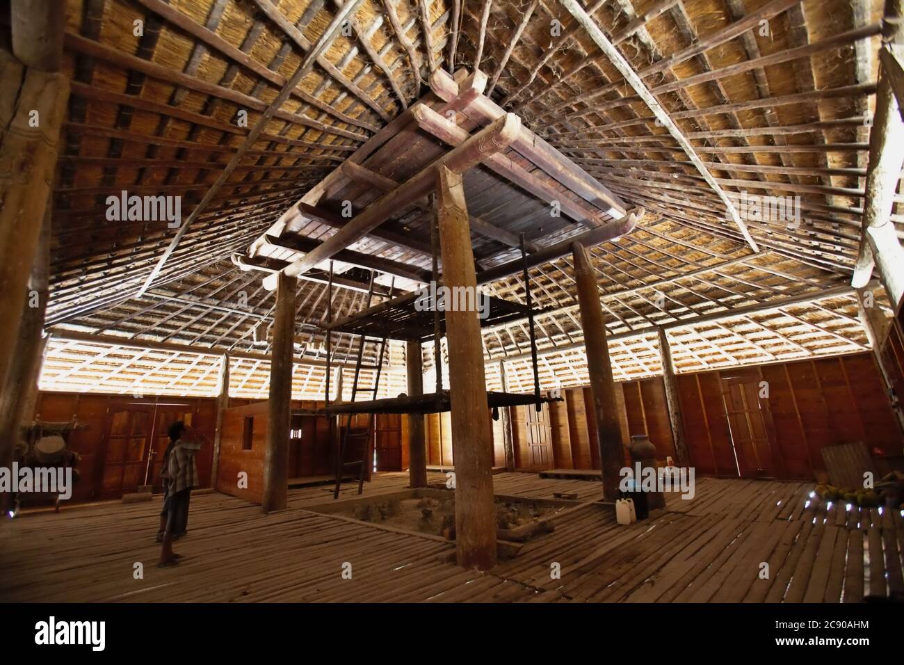 Interior of Sumbanese community house in traditional village of ...