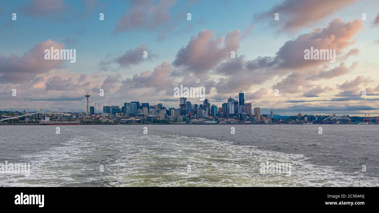 Seattle from Sea Across Sound Stock Photo - Alamy