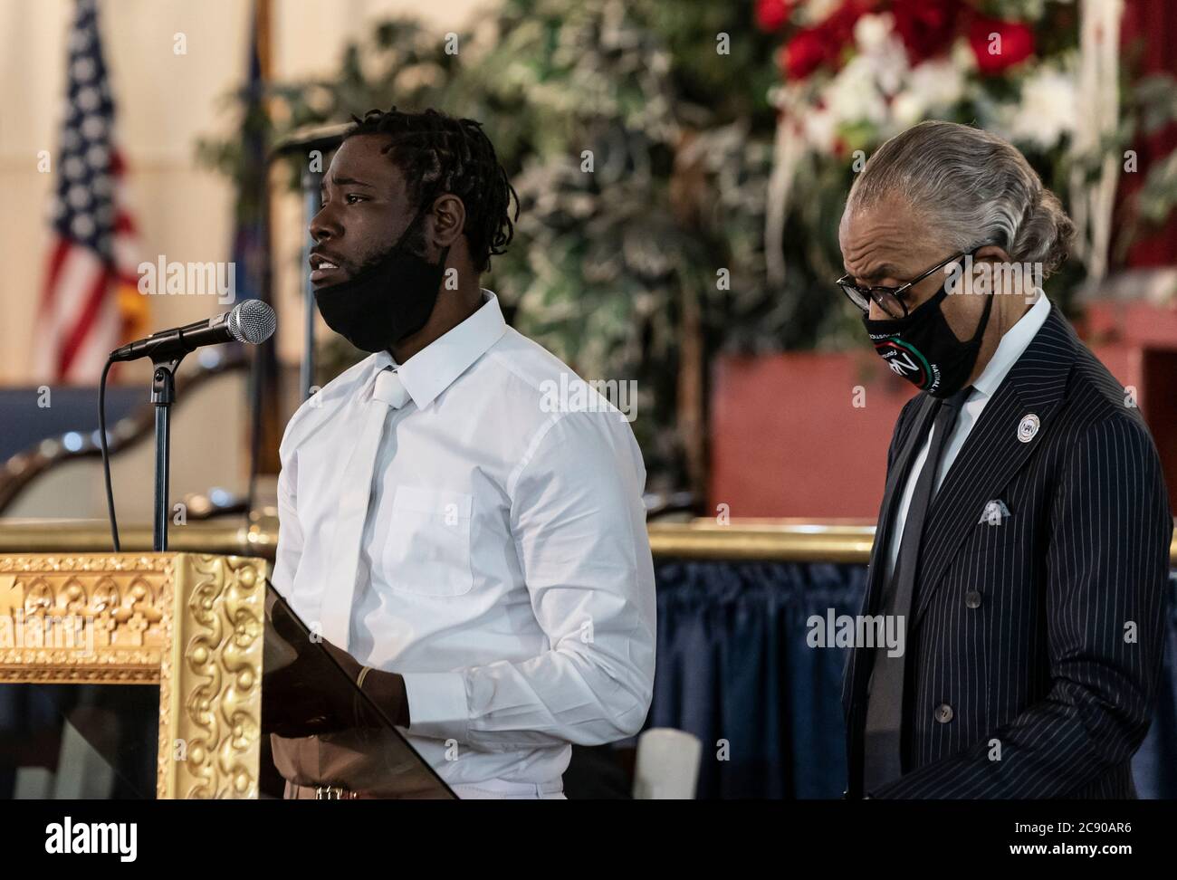 New York, NY - July 27, 2020: Father Davell Gardner Sr emotional speech ...